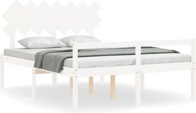 Postel s čelem pro seniory bílý 140x190 cm masivní dřevo 3195527