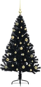 Umělý osvětlený vánoční stromeček Černá 150 cm PVC 3397132