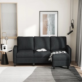 HOMCOM Rohová Sedačka se Spací Funkcí, 3místná Sedačka s Polštáři, L-Tvarovaný Gauč do Obývacího Pokoj, Ložnice 197 x 139 x 91 cm, Polyester, Tmavě š…