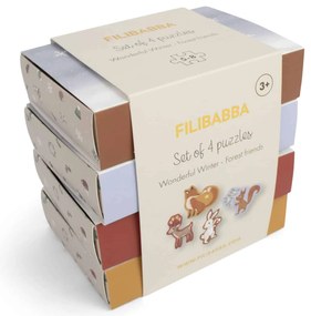 Filibabba Sada 4 zimních puzzle Filibabba Wonderful Winter Forest Friends