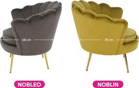 Křeslo ve stylu Art-deco, hořčicová Velvet látka/gold chrom-zlatý, NOBLIN