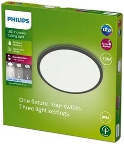 Philips Superslim CL550 černá / Venkovní přisazené svítidlo / LED / 15