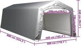 Úložný stan 300 x 900 cm ocelově šedý 3079590