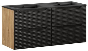 Comad Koupelnová skříňka s keramickým dvojumyvadlem Luxor Black II 120 cm - černá mat