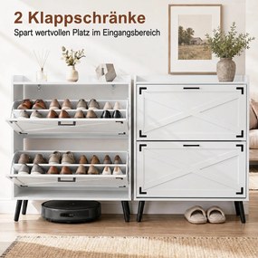 Costway Botník s 2 výklopnými zásuvkami Volně stojící botník – 80 × 24 × 103 cm