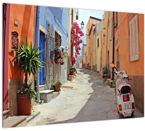 Skleněný obraz ulice na Sardínii (70x50 cm)