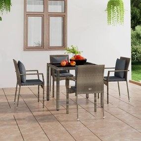 Zahradní židle s poduškami 4 ks polyratan šedé,  319880
