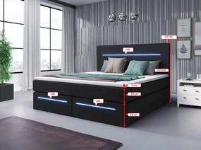 K&M postele Boxspring postel SEJOUR s úložným prostorem a LED Velikost postele: 160 × 200 cm, Výběr matrace: Taštičková zónová matrace - měkká (70–11…