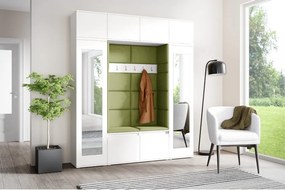 Eka Předsíňová stěna s čalouněnými panely Trinity 32 - Bílá / Olivová 2312