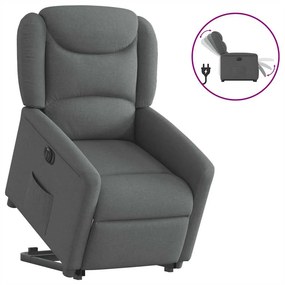 Elektrické zvedací polohovací křeslo tmavě šedé textil 3303215