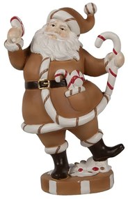 Hnědá vánoční dekorace Santa - 12*9*20 cm