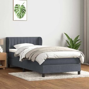 Box spring postel s matrací tmavě šedá 80x220 cm samet 3317716