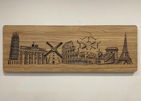 Li-Go "Evropské památky" světelný obraz 230V 130x40 cm provedení povrchu: dub světlý