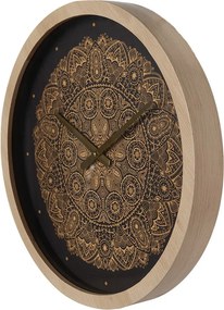 Černohnědé antik nástěnné hodiny s ornamenty - Ø 50*6 cm / 1*AA