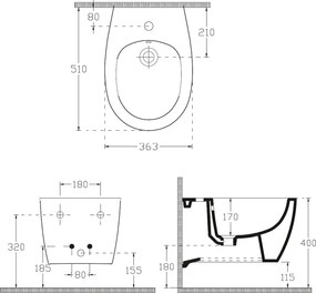 Isvea Sentimenti bidet závěsný 36 x 51 cm bílá 10AR41010SV
