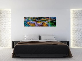 Obraz - panorama nočního města (170x50 cm)