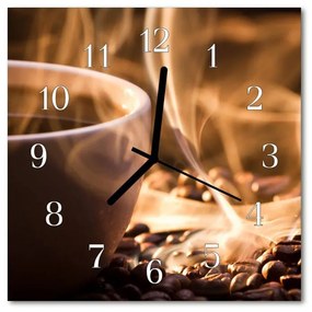 Nástěnné hodiny obrazové na skle - Káva presso