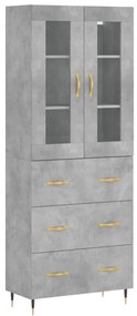 Skříň highboard betonově šedá 69,5x34x180 cm kompozitní dřevo - Default Title