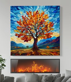 Obraz na plátně - Strom života podzim na obzoru FeelHappy.cz Velikost obrazu: 80 x 80 cm