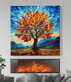 Obraz na plátně - Strom života podzim na obzoru FeelHappy.cz Velikost obrazu: 100 x 100 cm