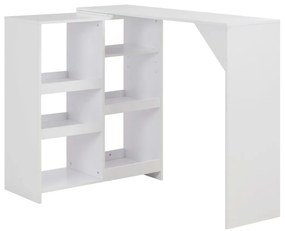 Barový stůl s pohyblivým regálem bílý 138 x 39 x 110 cm 280222