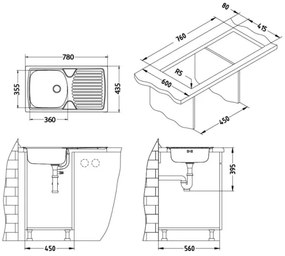 ALVEUS - Kuchyňský dřez BASIC 78x43,5 cm + dřezová baterie VIOLA 36,7 cm nerez