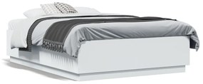 Rám postele s LED osvětlením bílý 140 x 190 cm kompozitní dřevo