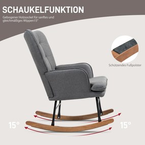 Houpací křeslo HOMCOM s taburetem pro zátěž do 130 kg Houpací křeslo Relaxační křeslo s područkami v lněném vzhledu pro příjemnou relaxaci | Aosom.de