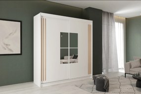 ARK Šatní skříň IKING, Bílá/Dub Artisan203 cm