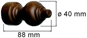GARNÝŽE-HEBR Garnýž dřevěná ořech jednoduchá 240 cm