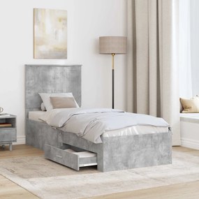 Rám postele se zásuvkou Betonově šedá a stříbrná 70 x 190 cm 3411371