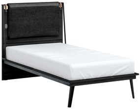 Studentská postel 100x200cm s USB Nebula - černá/šedá
