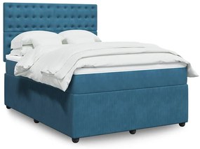 Box spring postel s matrací modrá 140 x 200 cm samet 3294674