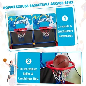 Costway Basketball Arkádová hra pro děti Basketbalový stojan se 2 košíky