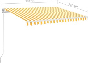 Ručně zatahovací markýza s LED světlem 350 x 250 cm žlutobílá 3068883