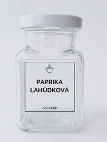 Samolepka na kořenky PAPRIKA LAHŮDKOVÁ průhledná 5 × 5 cm tučné písmo