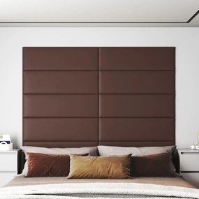 Nástěnné panely 12 ks hnědé 90 x 30 cm umělá kůže 3,24 m² - Default Title