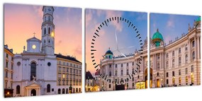 Obraz - Rakousko, Vídeň (s hodinami) (90x30 cm)