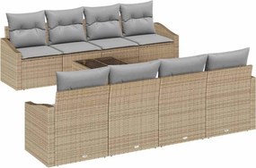 Set pohovek 7 ks Beige a šedá polyratan 3355319