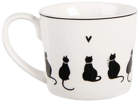 Bílý porcelánový hrneček s kočičkami a srdíčkem Paws – 275 ml