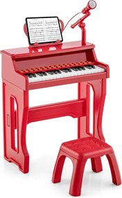 Costway Dětská klávesnice 37-Keys se stoličkou a nastavitelným mikrofonem