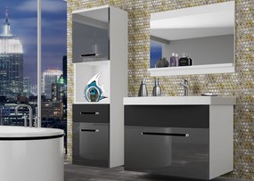 Koupelnový nábytek Belini šedý lesk / černý mat + umyvadlo + zrcadlo  ROD PM 3/0/W/SB/0/ZW