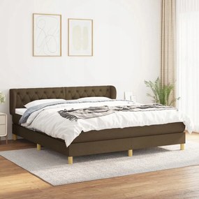 Box Spring Postel S Matrací Textil Tmavě Hnědá Prošívaný design 160 x 200