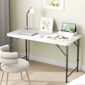 Costway Výškově nastavitelný kempingový stůl s HDPE stolní deskou a rukojetí.