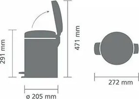 Brabantia Newicon Pedálový odpadkový koš 5 L bílá / průměr 20.5 cm / v
