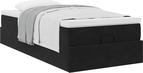 Osmanský rám postele s matrací černá 90x200cm samet 3311161