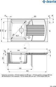 Deante Dřez Lusitano s odkapávačem, keramický - ZCL 611N bílý lesk