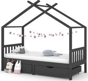 vidaXL Rám dětské postele se zásuvkami masivní borovice 90x200 cm [322153] Barva: Tmavě šedá