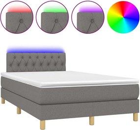 Box spring postel s matrací a LED tmavě šedá 120x200 cm textil 3133942