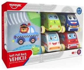 HUANGER  měkká autíčka ( 4 ks )  s hrací podložkou